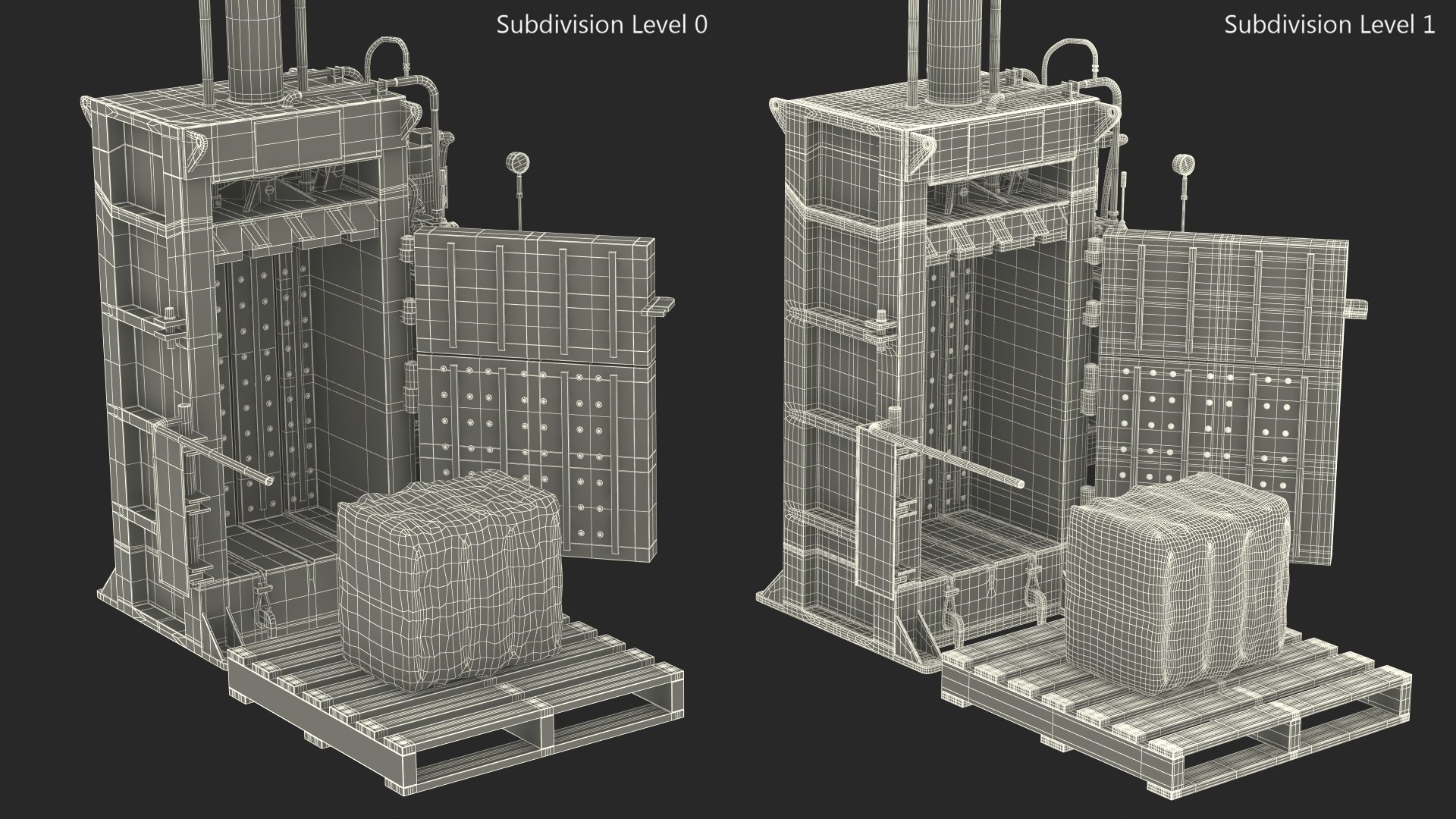 3D Bailing Machine Grey With Cardboard Briquette - TurboSquid 2274935