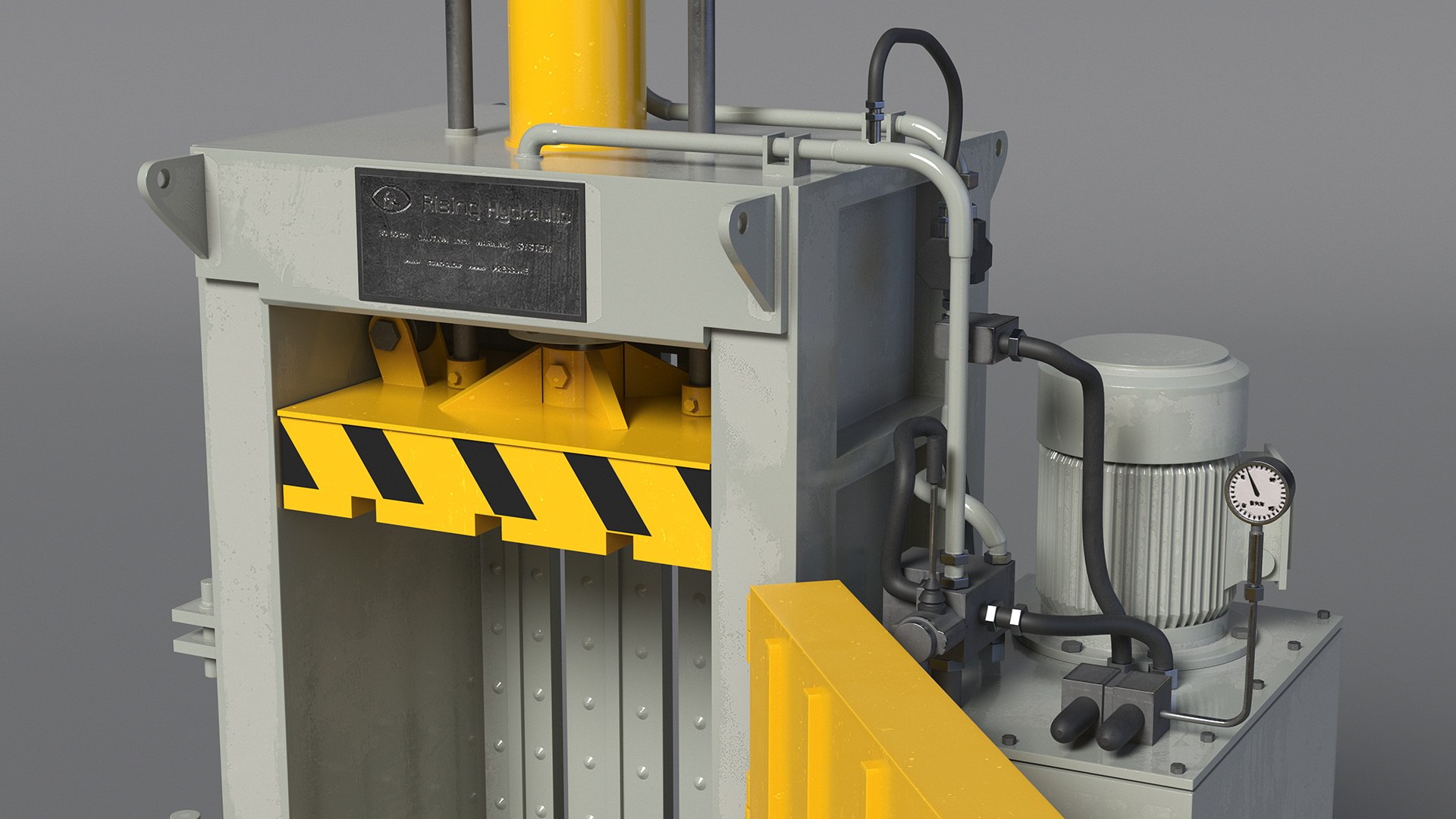 3D Bailing Machine Grey With Cardboard Briquette - TurboSquid 2274935