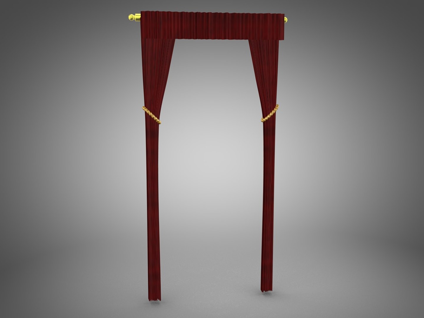 3d Model Lovely Red Curtains