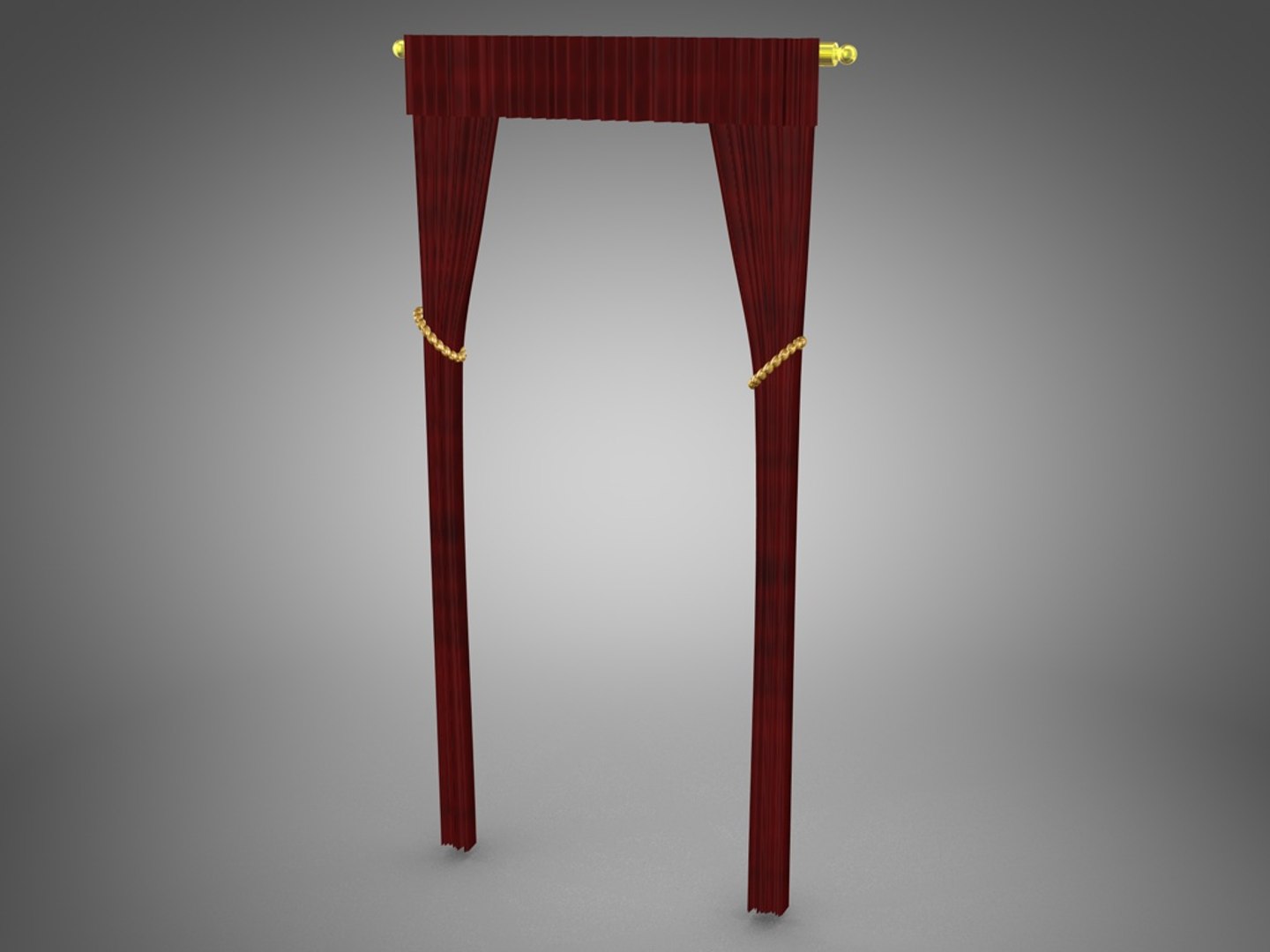 3d Model Lovely Red Curtains
