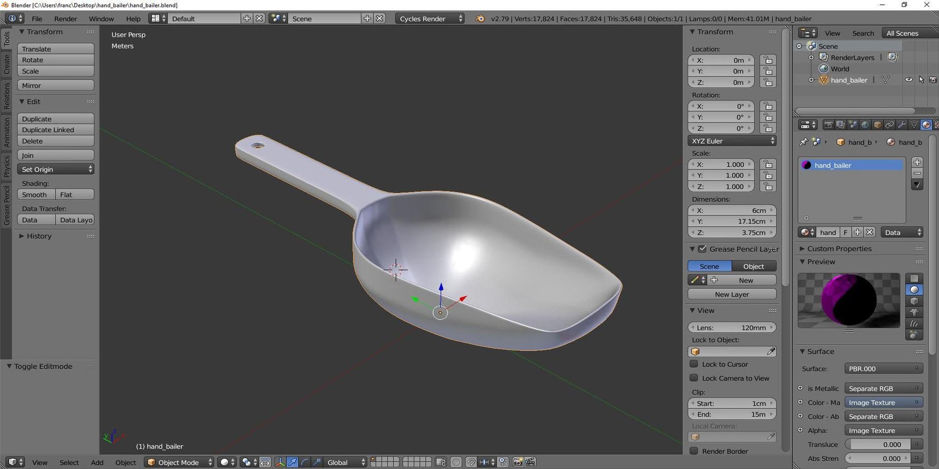 Hand bailer 3D model - TurboSquid 1655312
