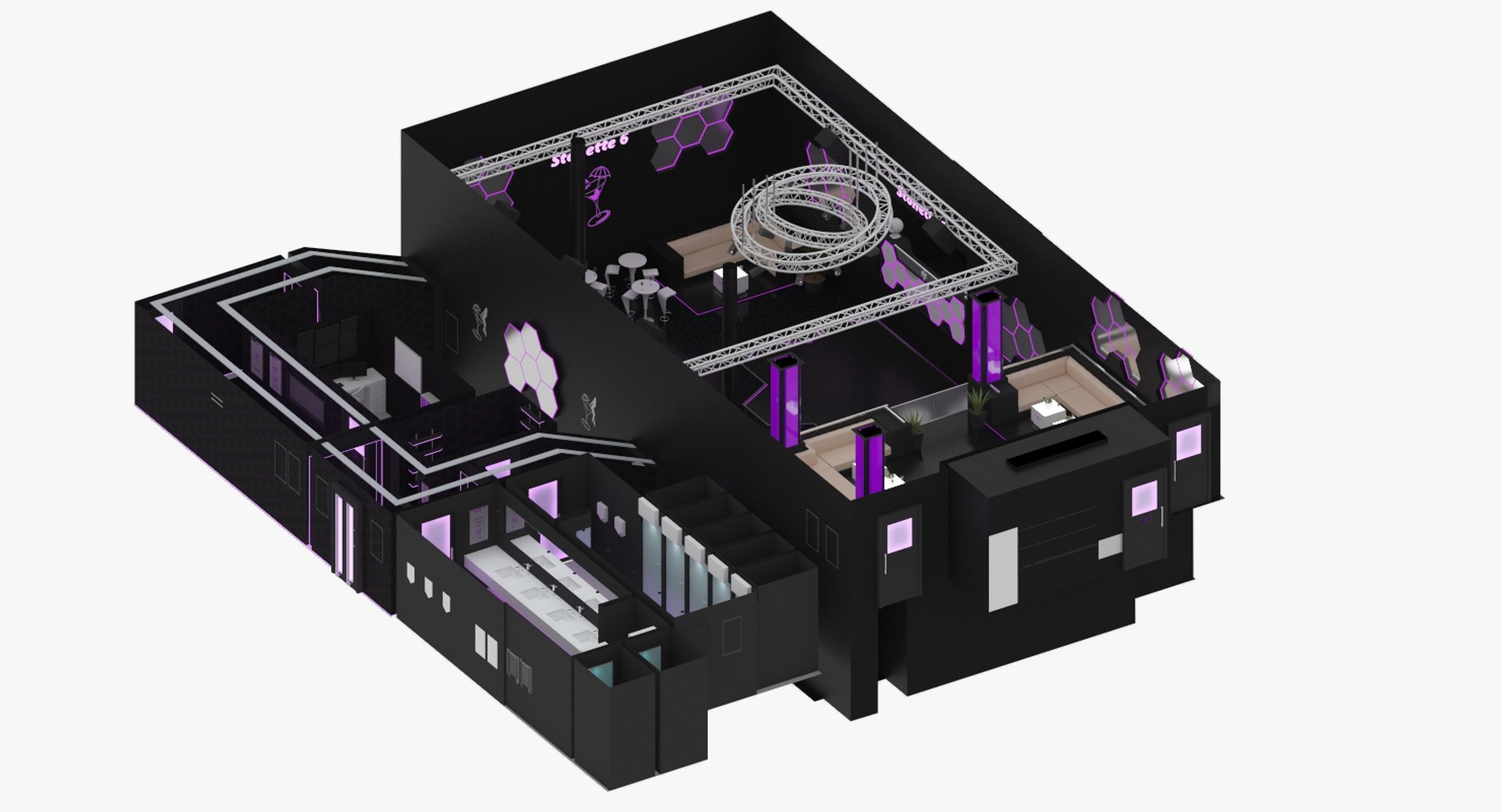 Stonette 6 nightclub interior lighting 3D - TurboSquid 1395616