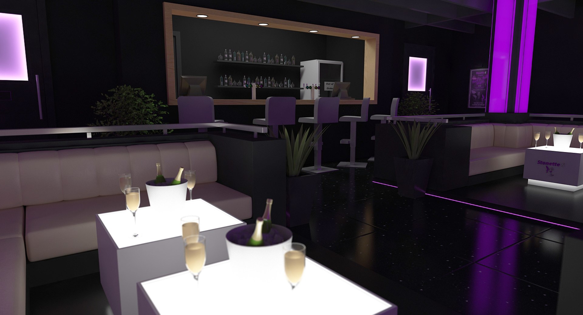 Stonette 6 Nightclub Interior Lighting 3D - TurboSquid 1395616