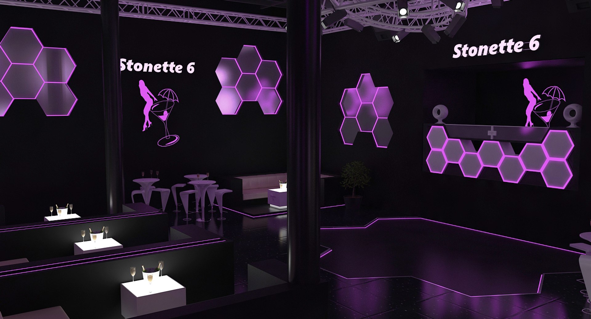 Stonette 6 Nightclub Interior Lighting 3D - TurboSquid 1395616