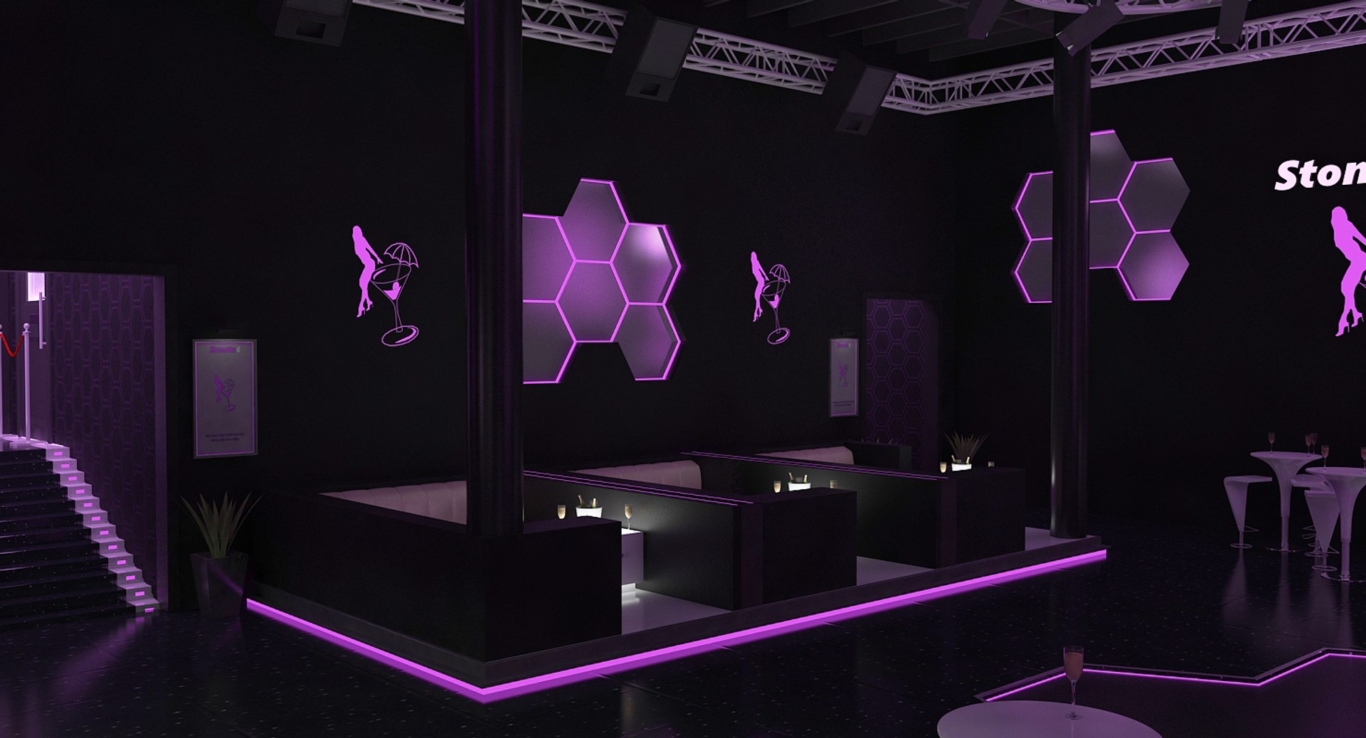 Stonette 6 Nightclub Interior Lighting 3D - TurboSquid 1395616