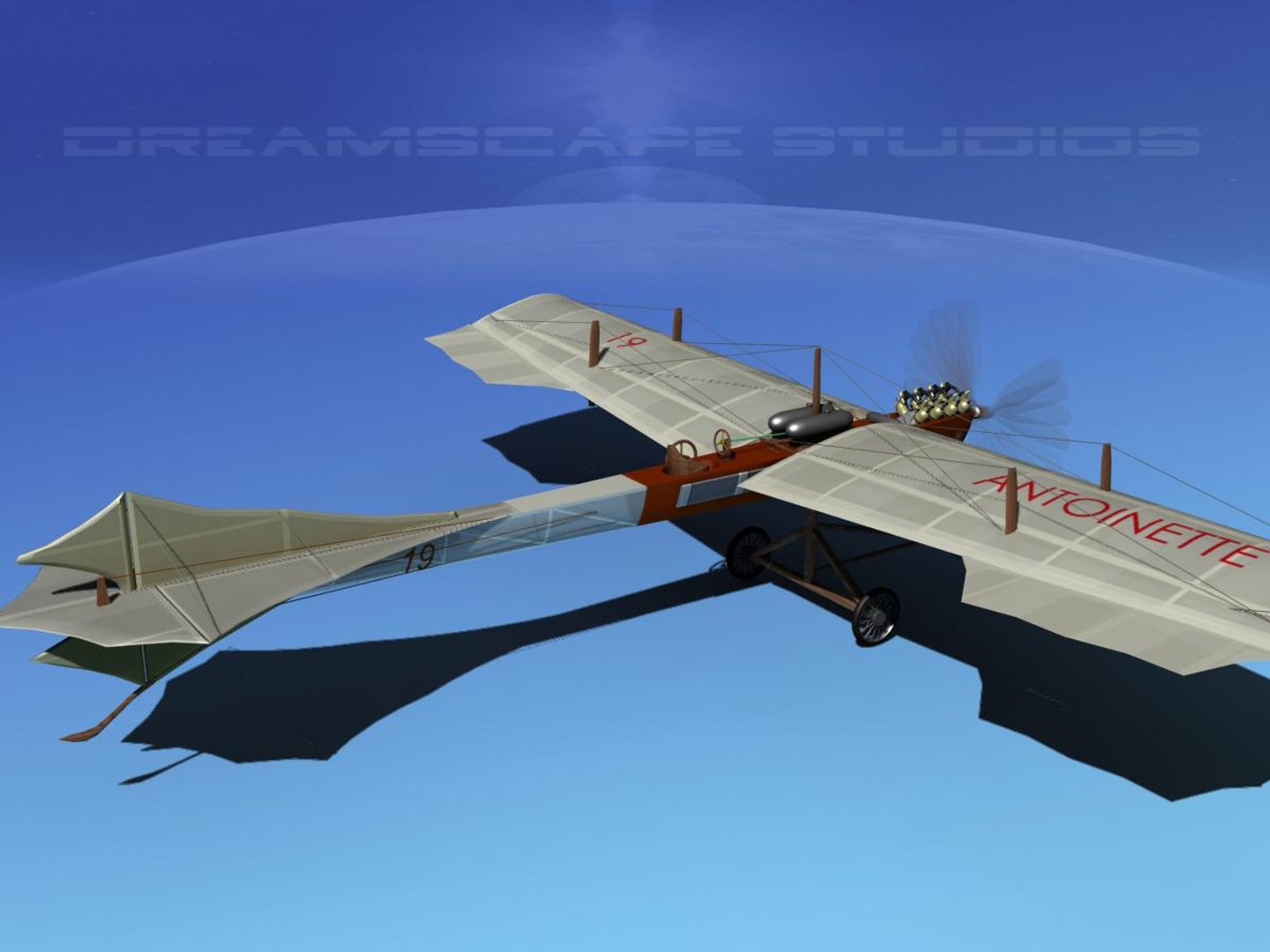 3d model antoinette monoplane plane