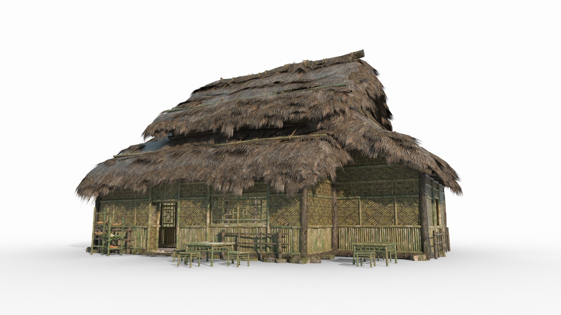 Asian Ancient Architecture Bamboo Thatched Hut Model - TurboSquid 2297474