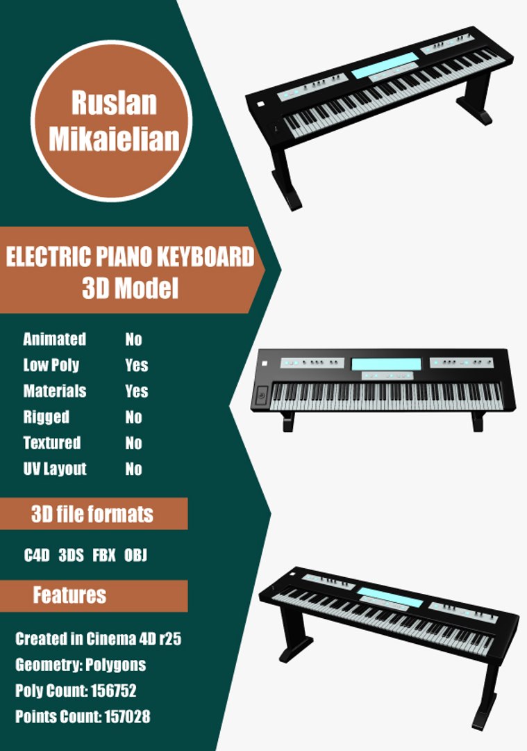 Electric Piano Keyboard 3D - TurboSquid 2016857