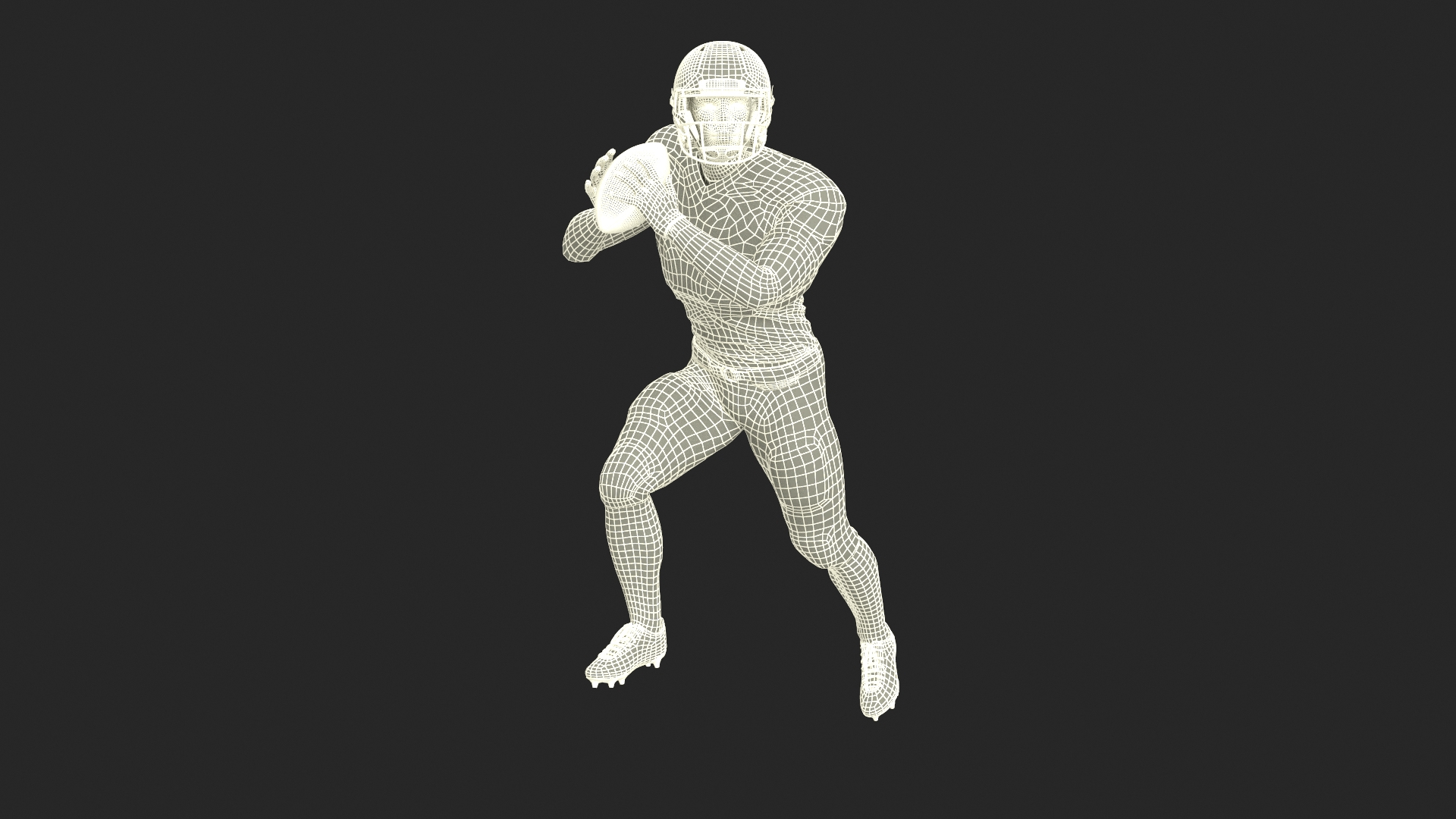 American Football Player White Uniform Running The Ball Model ...