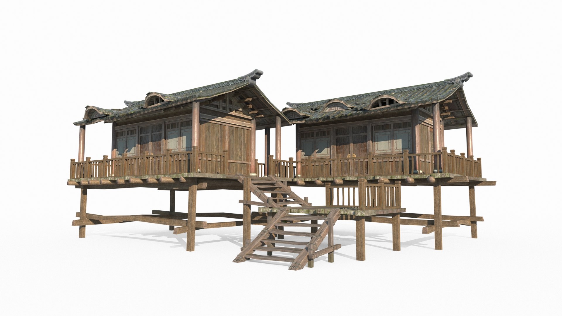 3D Two Guest Rooms In Ancient Asian Architecture Model - TurboSquid 2056423