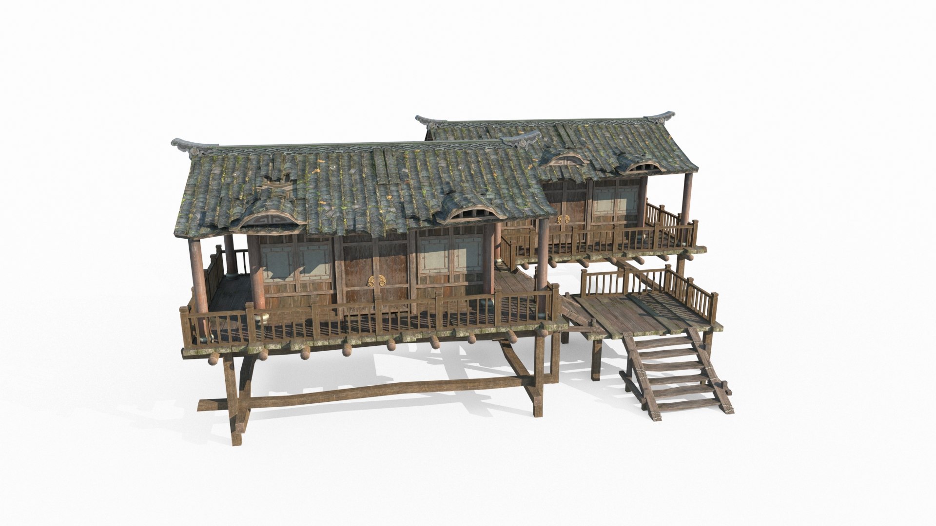 3D Two Guest Rooms In Ancient Asian Architecture Model - TurboSquid 2056423