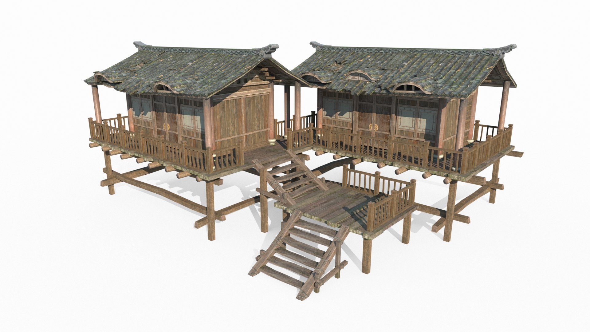 3D Two Guest Rooms In Ancient Asian Architecture Model - TurboSquid 2056423