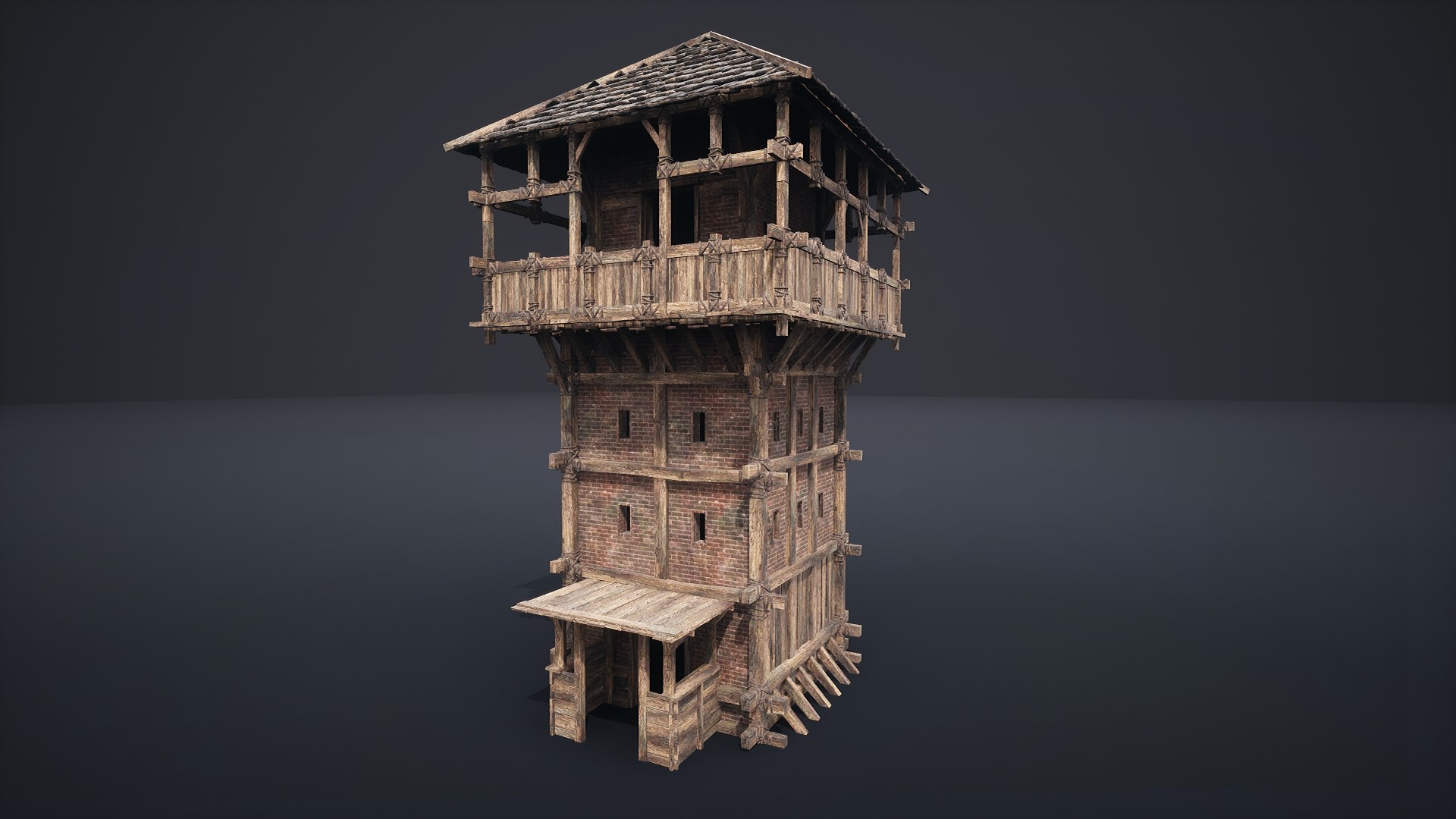 MEDIEVAL WATCHTOWER TOWER FORT FORTRESS CASTLE WALLS AAA NEXTGEN 3D Model - TurboSquid 2001465