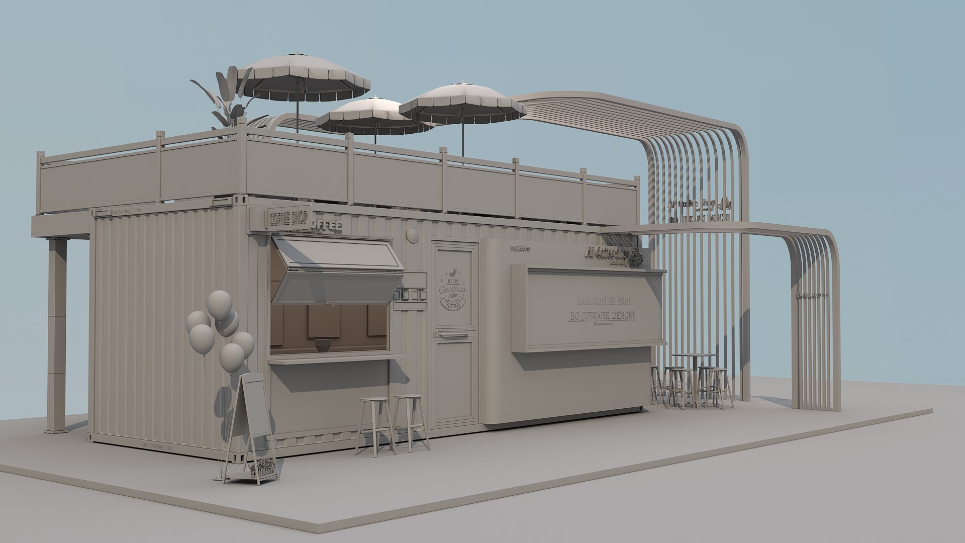 3D A Modern Coffee Shop 3D Model - TurboSquid 2218108