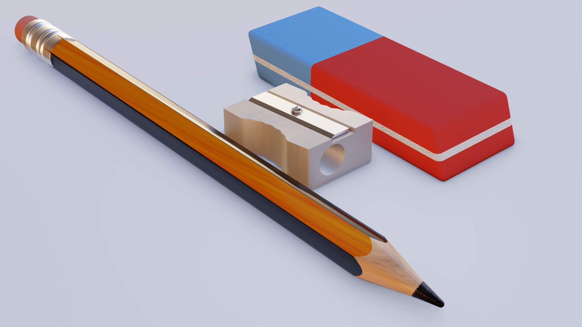 Realistic Calculator Pencil Eraser and Sharpener - Office and School ...