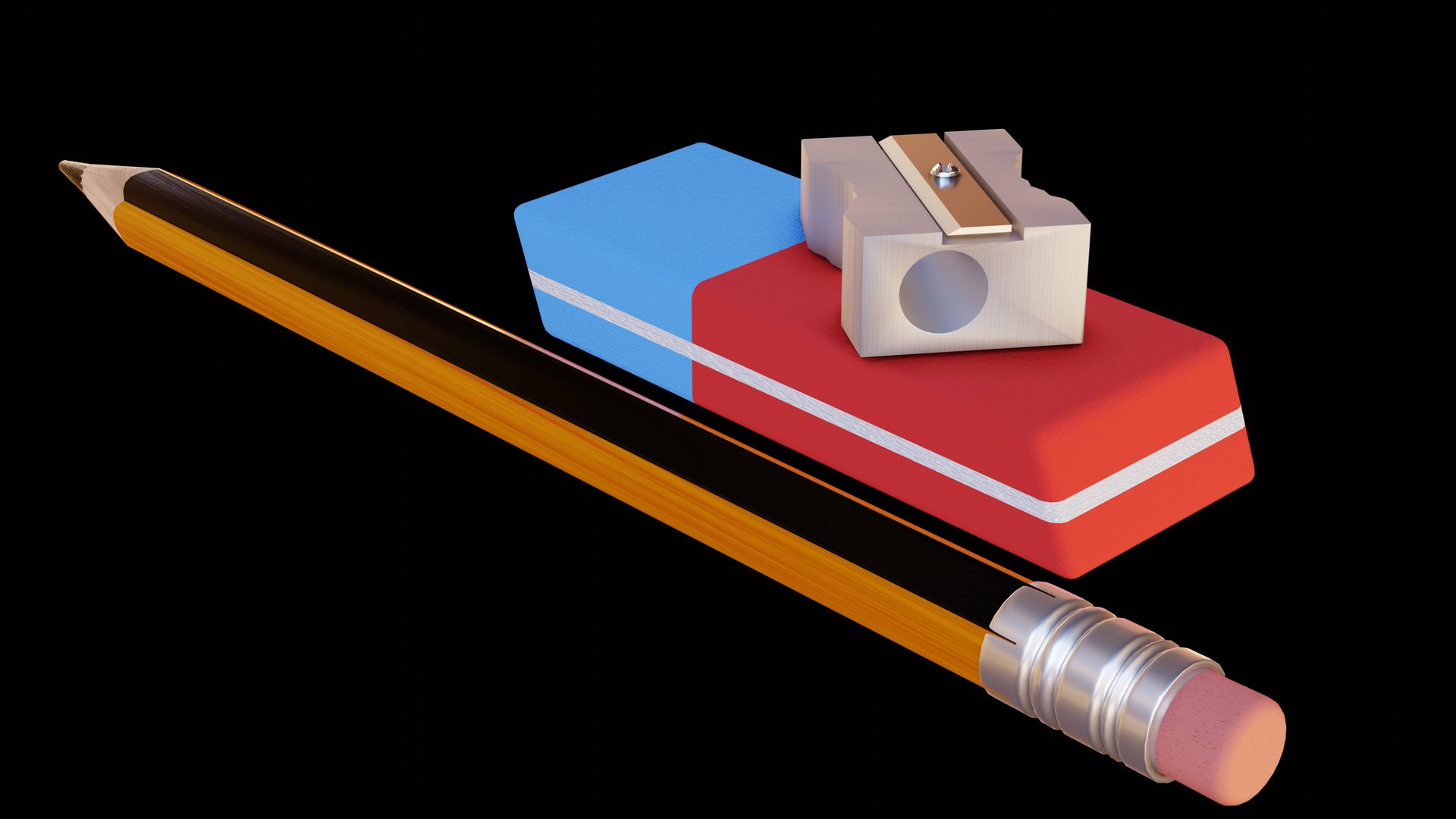 Realistic Calculator Pencil Eraser and Sharpener - Office and School ...