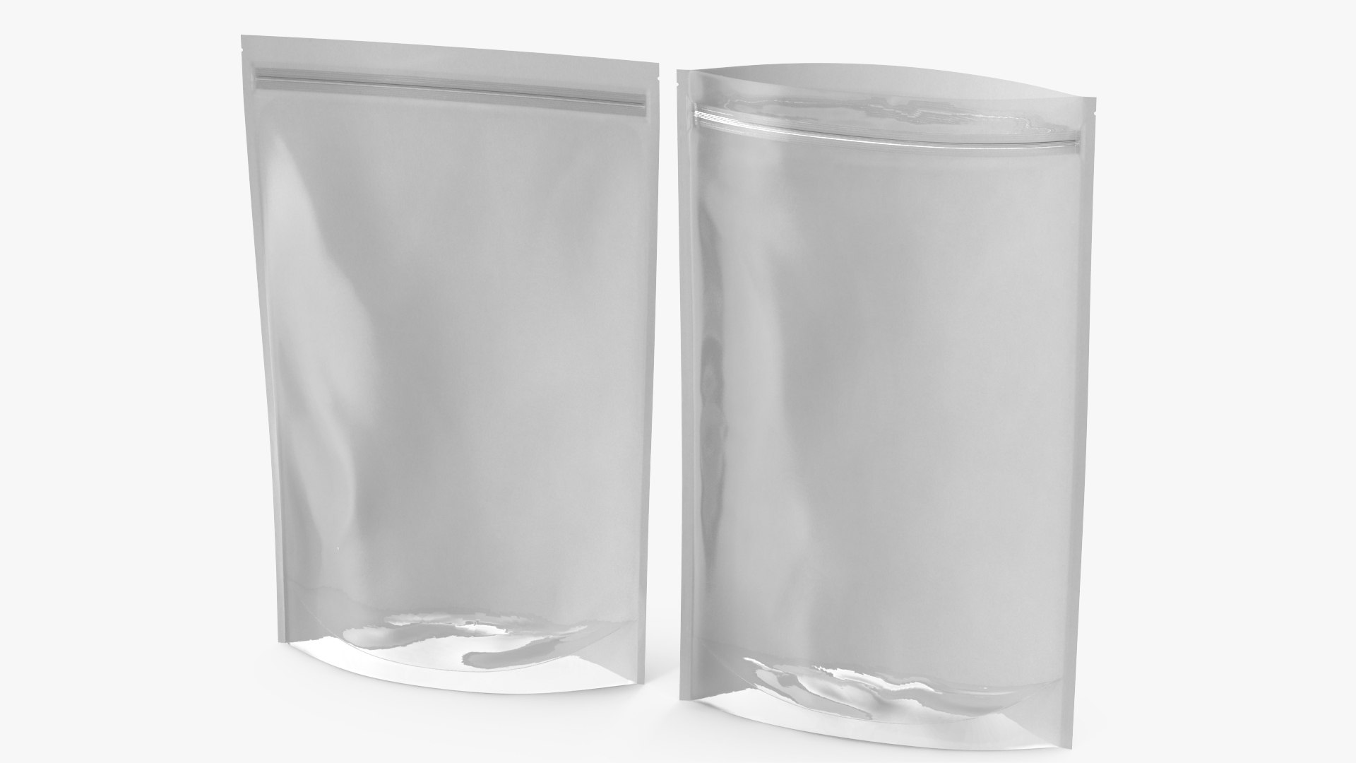 3D Zipper White Paper Bags With Transparent Front 400 G Mockup ...