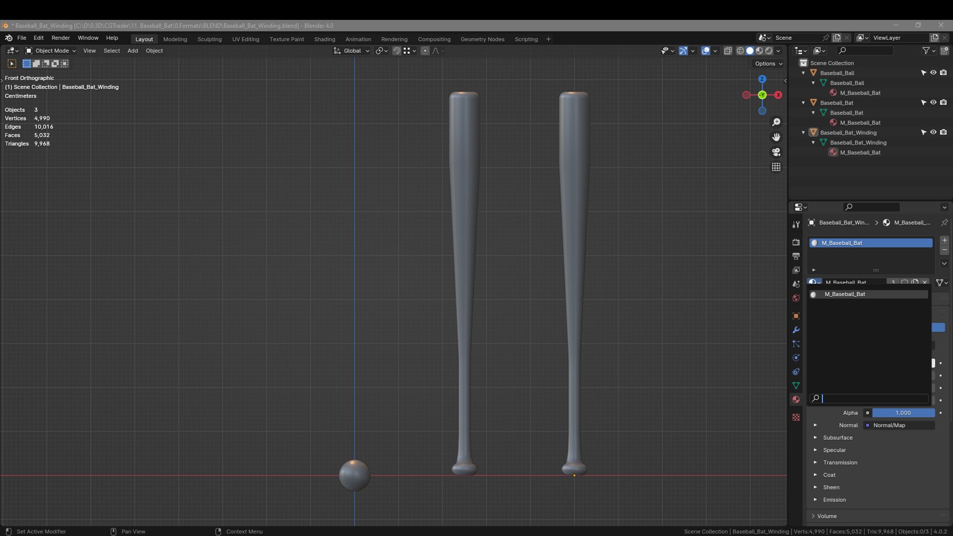 Baseball Bat 3D Model - TurboSquid 2417571