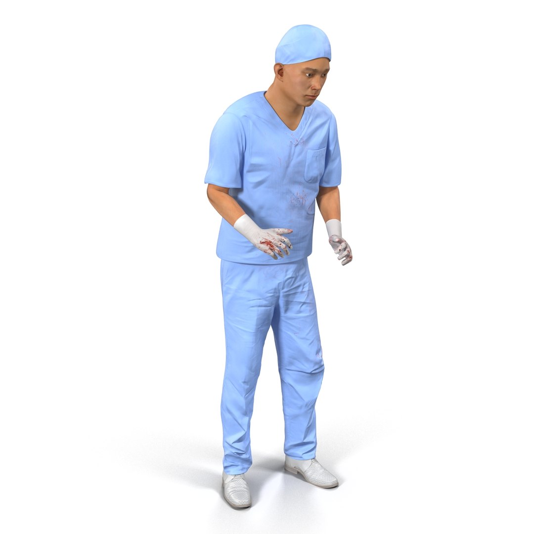 male surgeon asian rigged 3d c4d