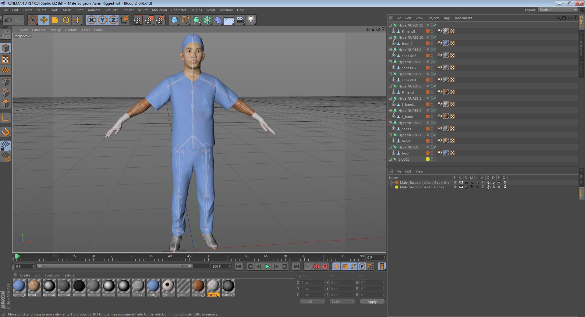 male surgeon asian rigged 3d c4d