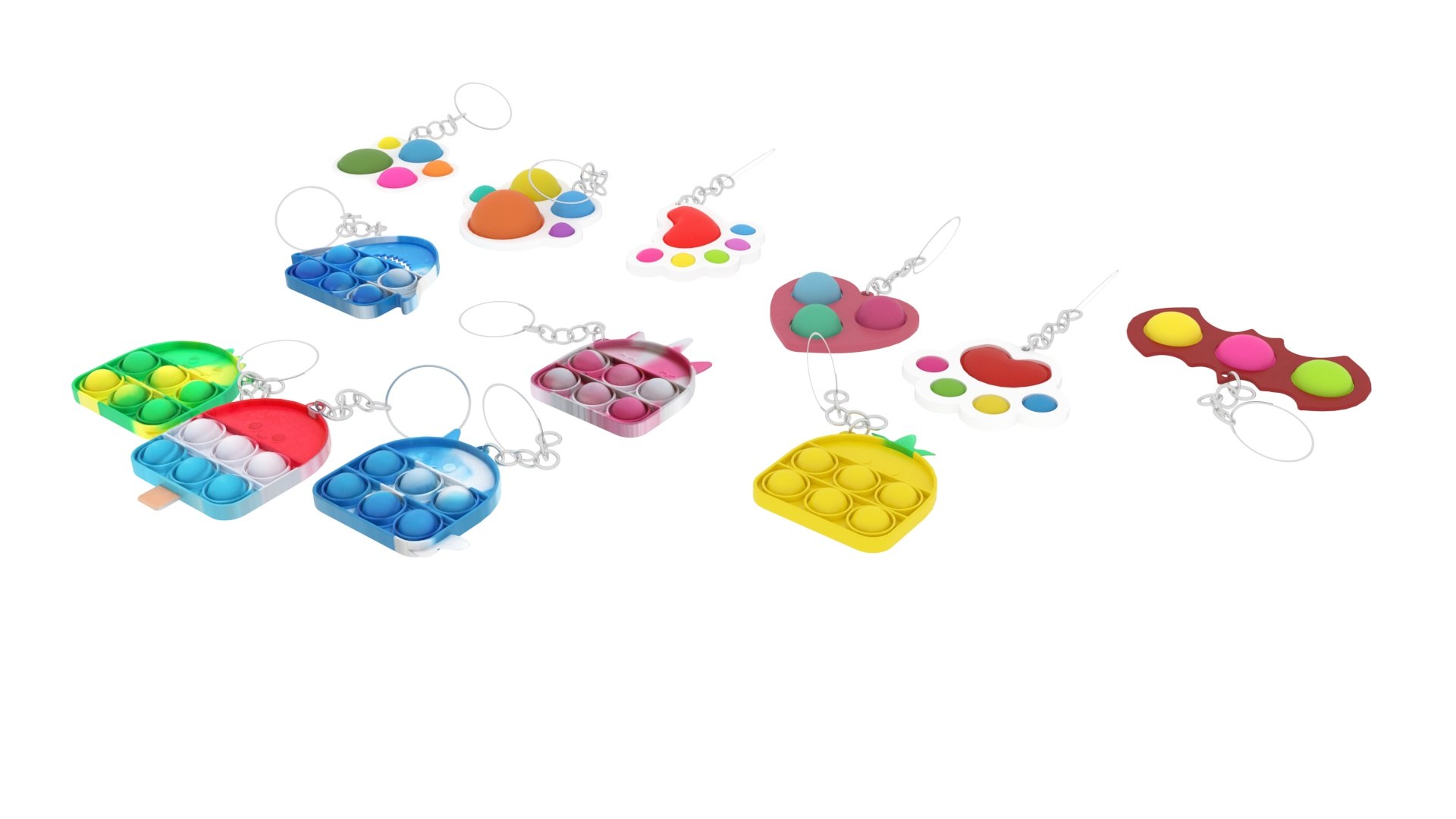 3D Simple Dimples and Pop It Fidget Toy Keychains Set - TurboSquid 1768065