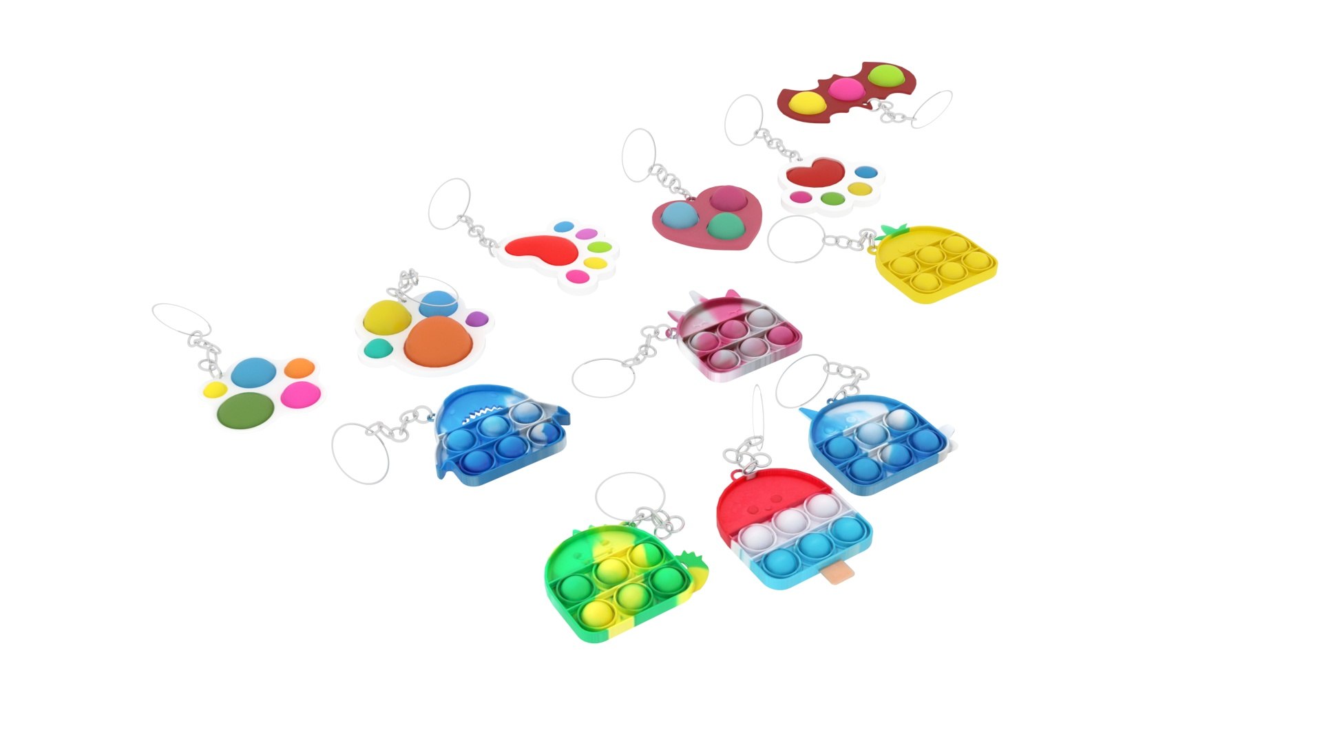 3D Simple Dimples and Pop It Fidget Toy Keychains Set - TurboSquid 1768065