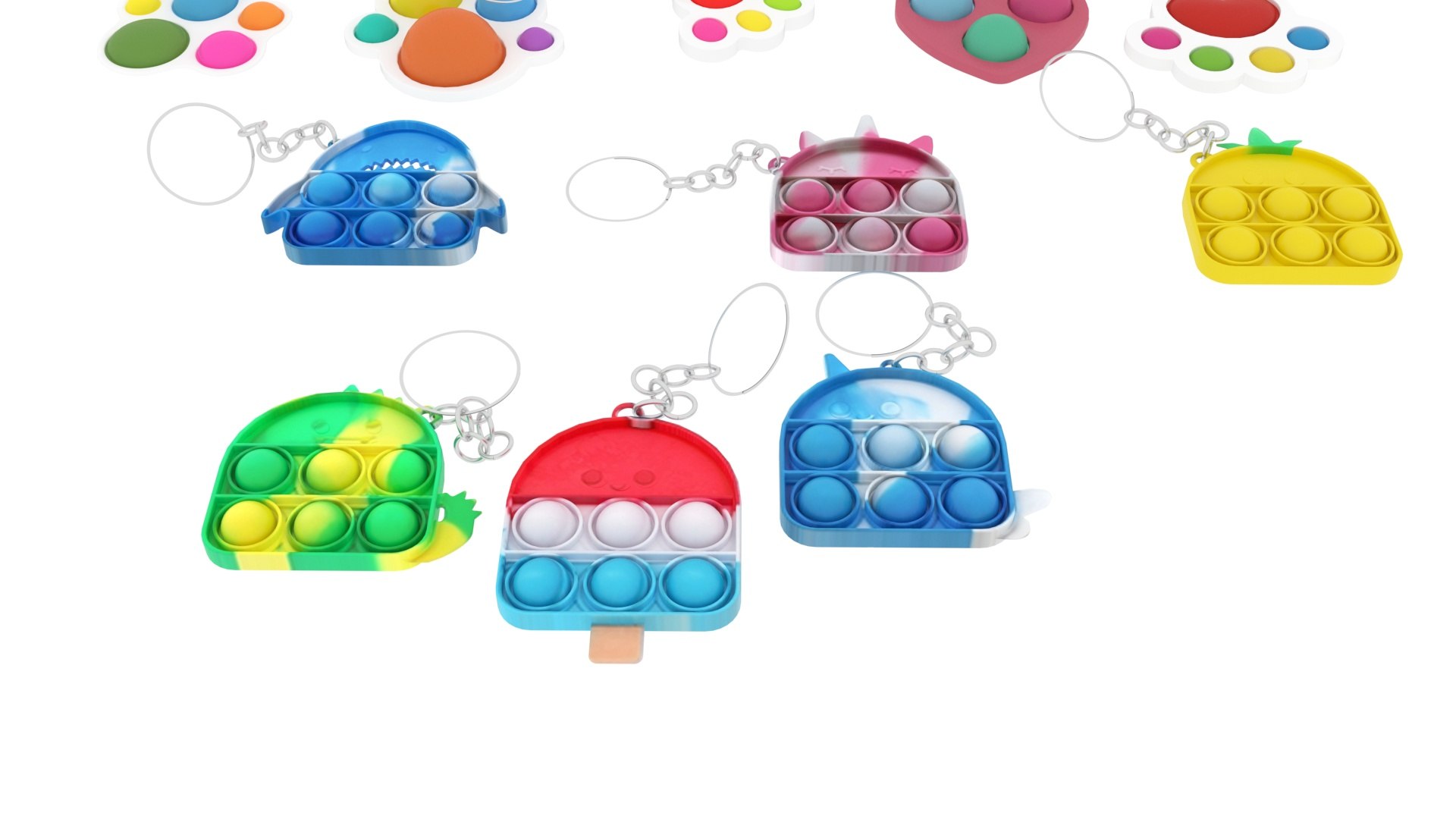 3D Simple Dimples and Pop It Fidget Toy Keychains Set - TurboSquid 1768065