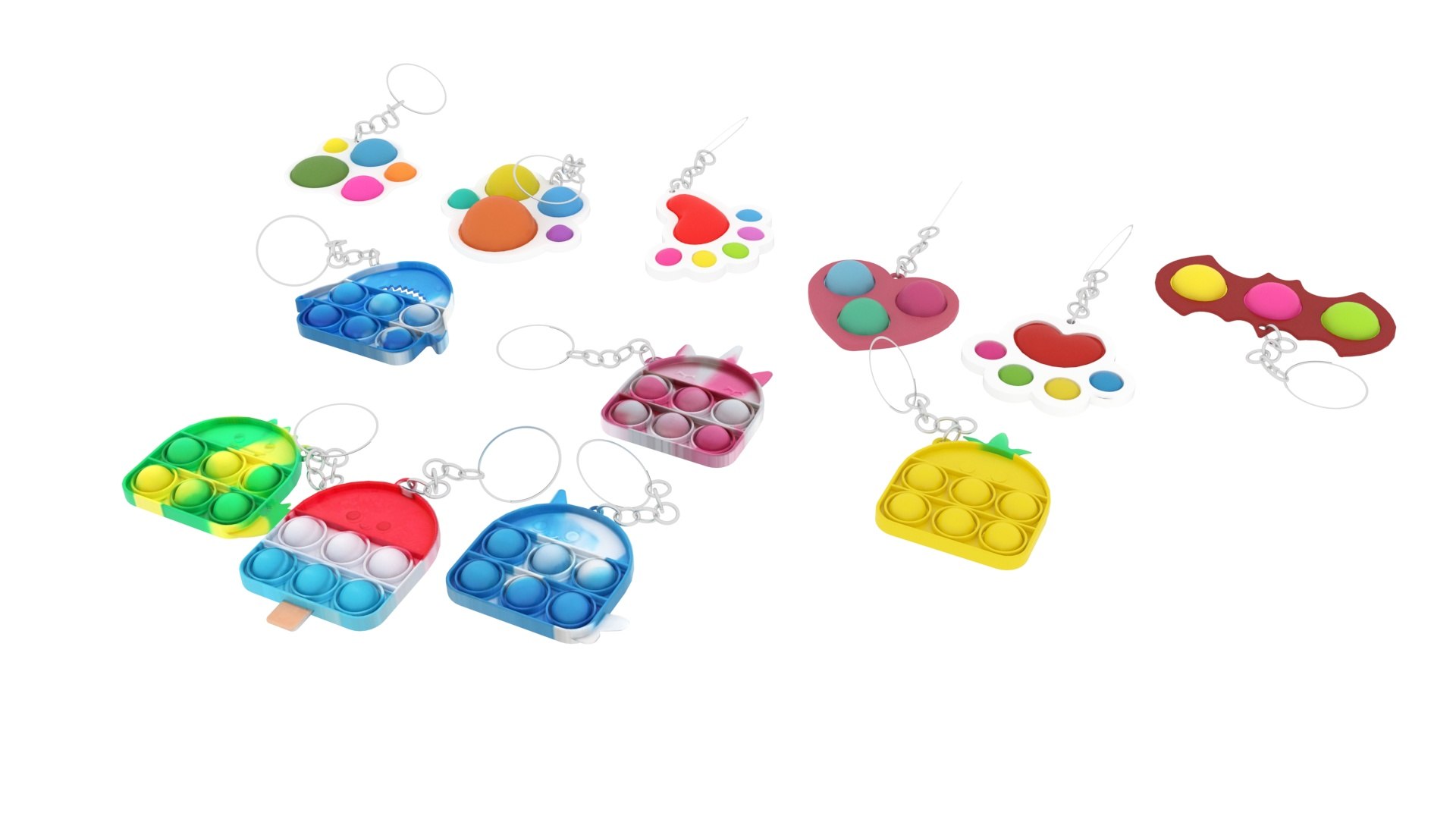 3D Simple Dimples and Pop It Fidget Toy Keychains Set - TurboSquid 1768065
