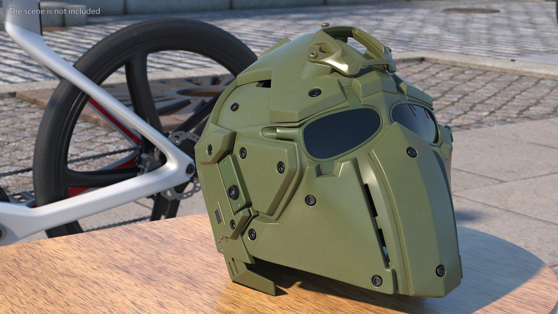 Full Face Bicycle Tactical Helmet Green 3D - TurboSquid 2195801