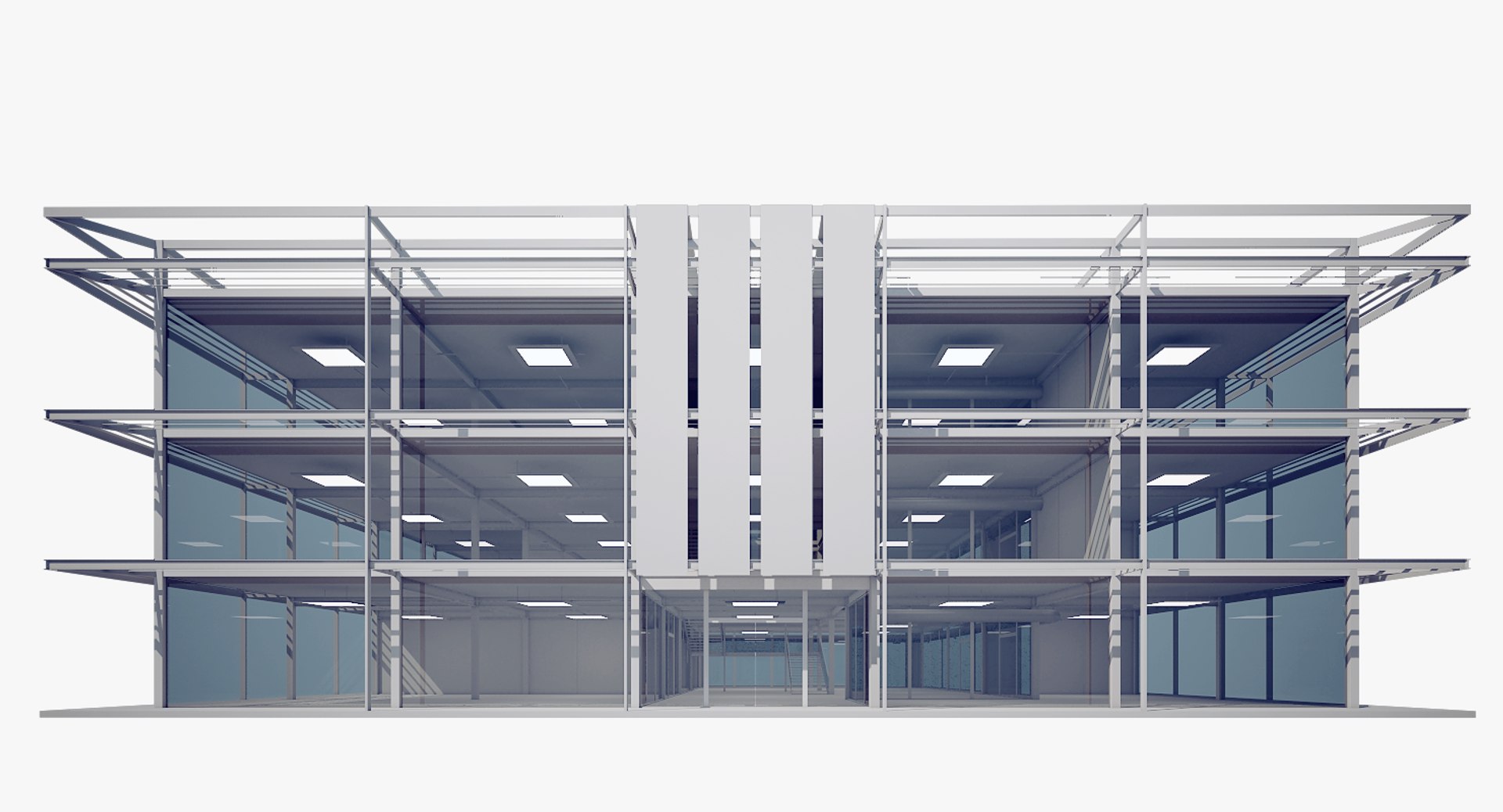 3d Model Modern Glass Office Building