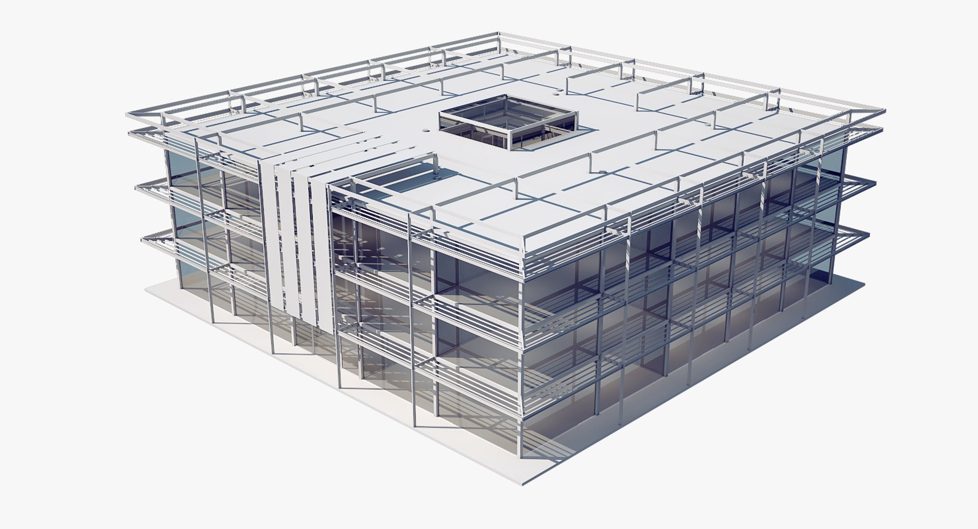 3d Model Modern Glass Office Building
