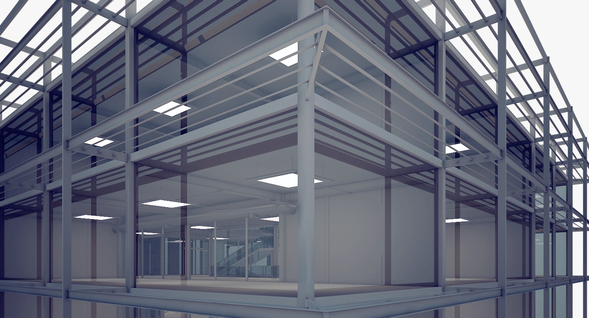 3d Model Modern Glass Office Building