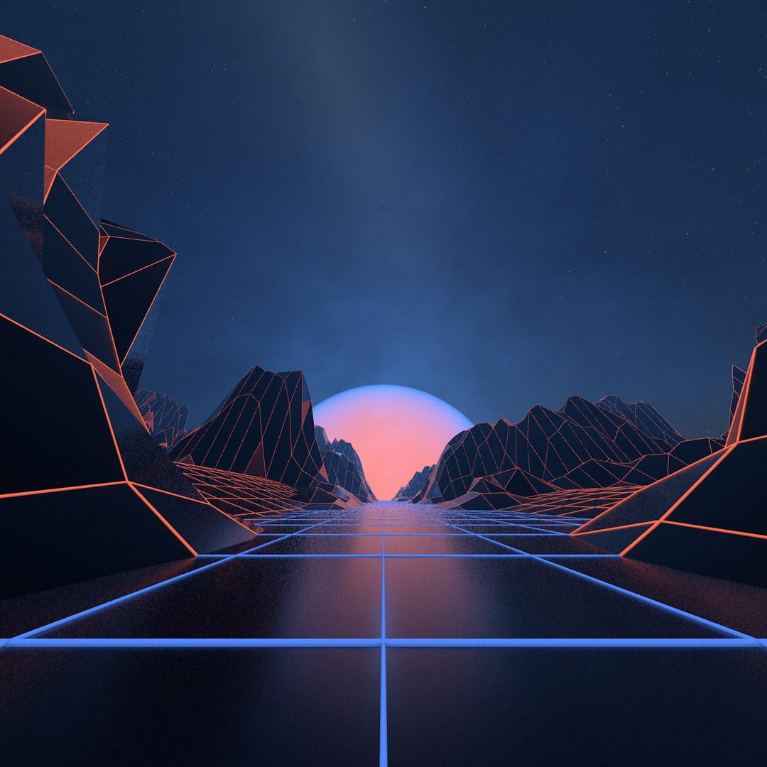 3D Retro Neon Synthwave Road Model - TurboSquid 1571901