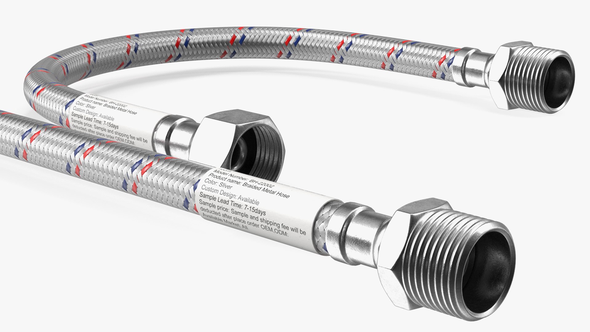 3D model Toilet Connector Hose Set 30cm Colored - TurboSquid 2031852