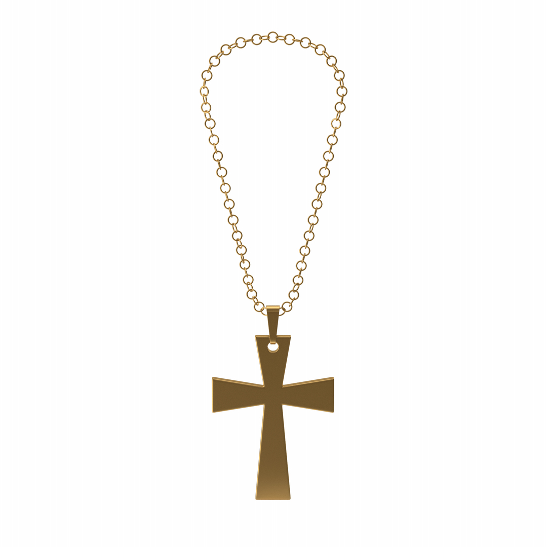 3D Model Gold Christian Cross With Chain - TurboSquid 2204059