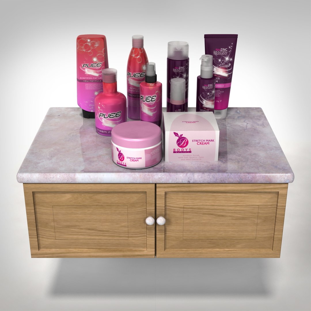 3d Model Cosmetics Bottles Packages