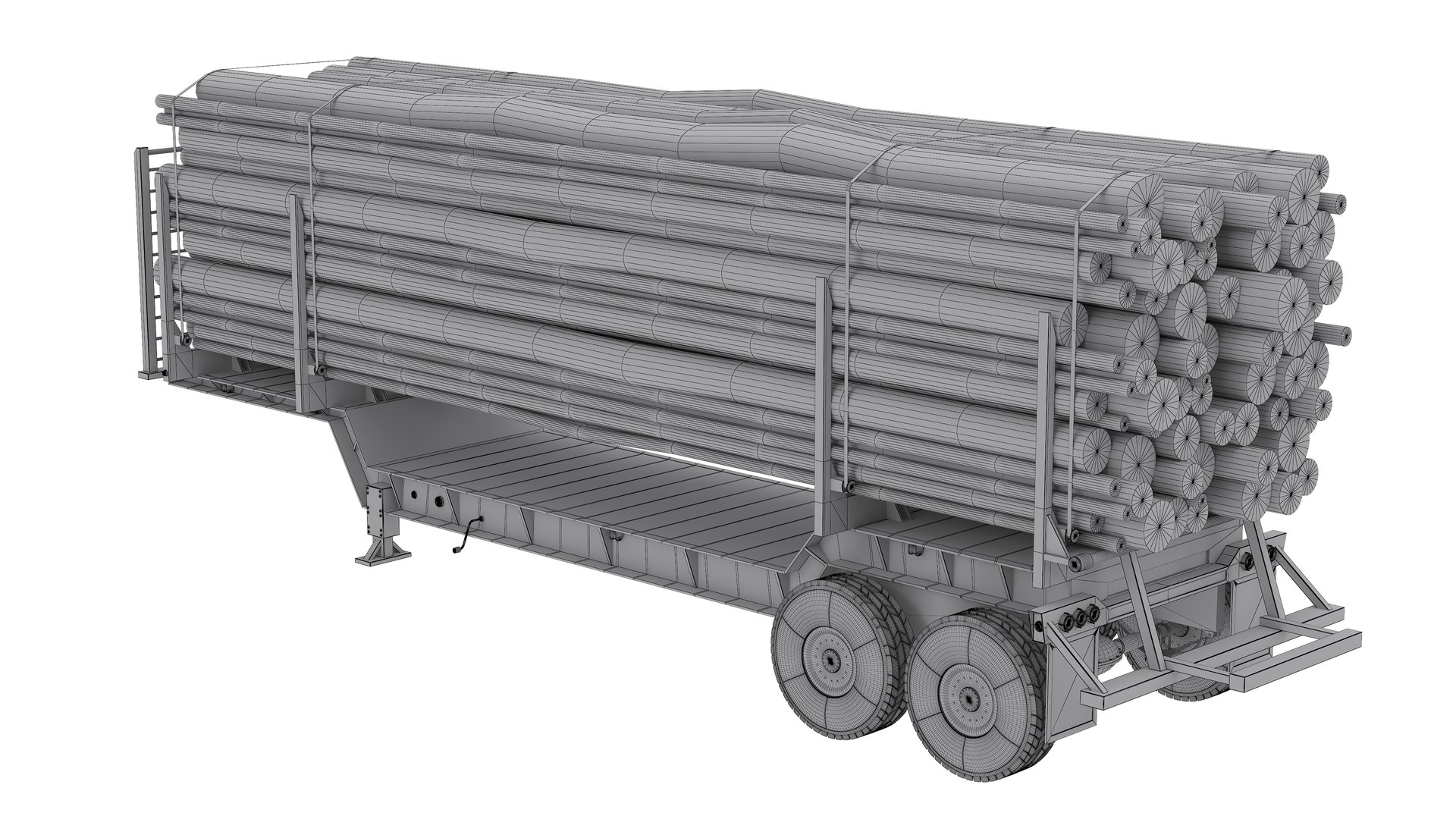 Logging Trailer With Logs Model - TurboSquid 2298056