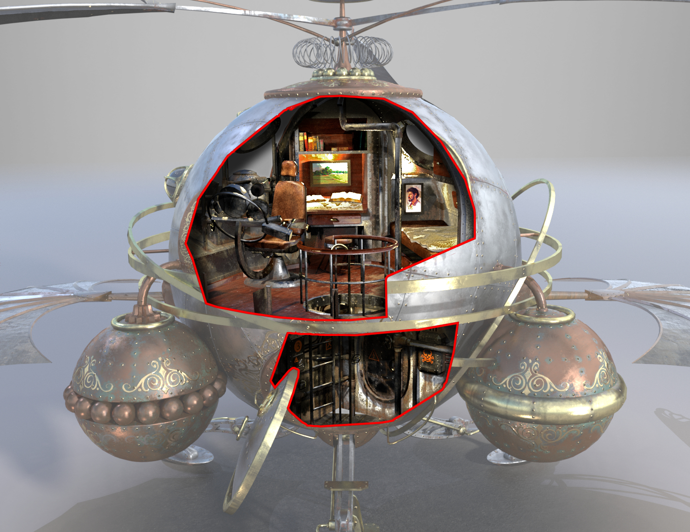 Steampunk steam helicopter 3D model - TurboSquid 1201269