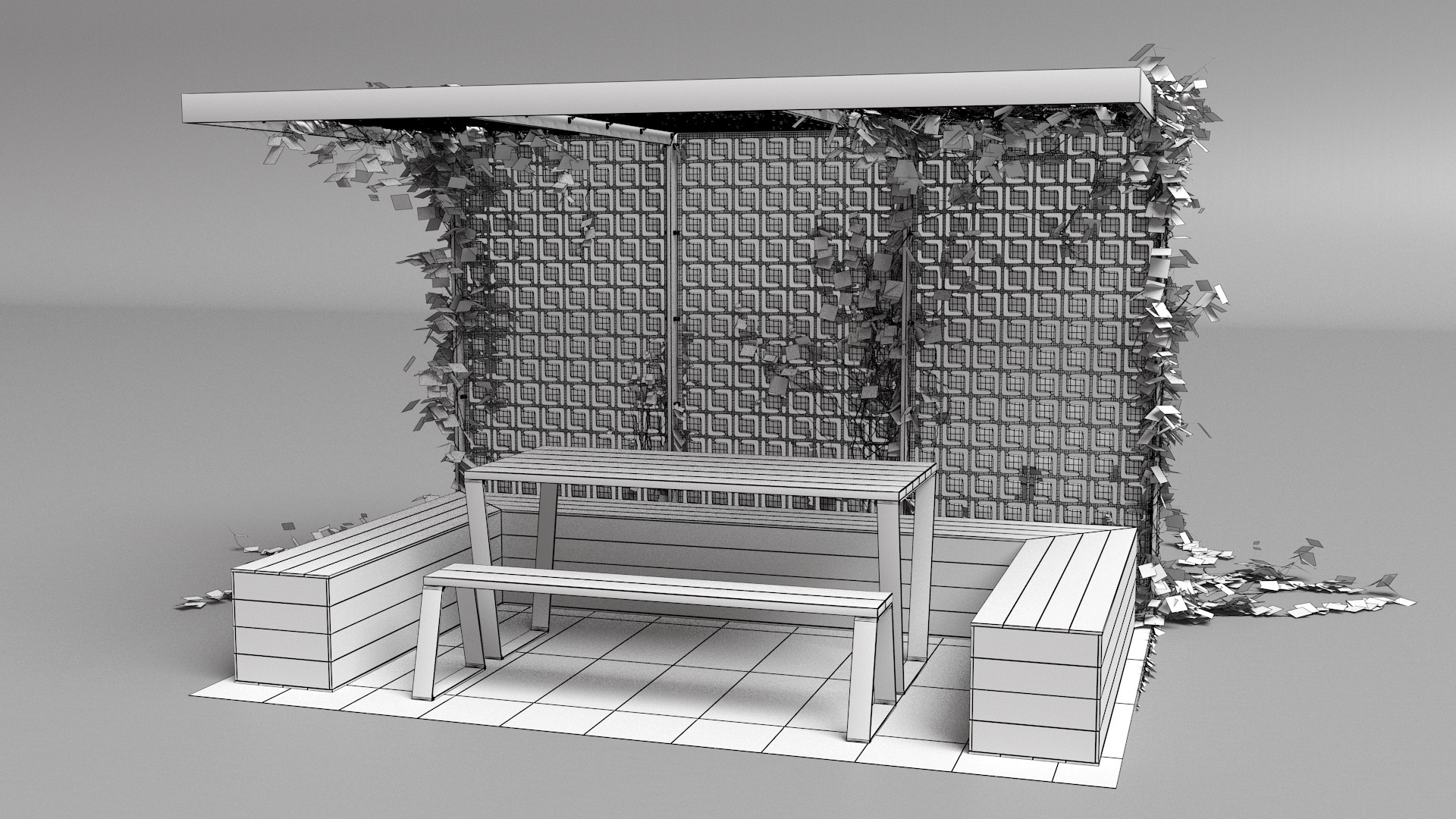 3D Model Modern Outdoor Seating With Pergola And Trellis - TurboSquid ...