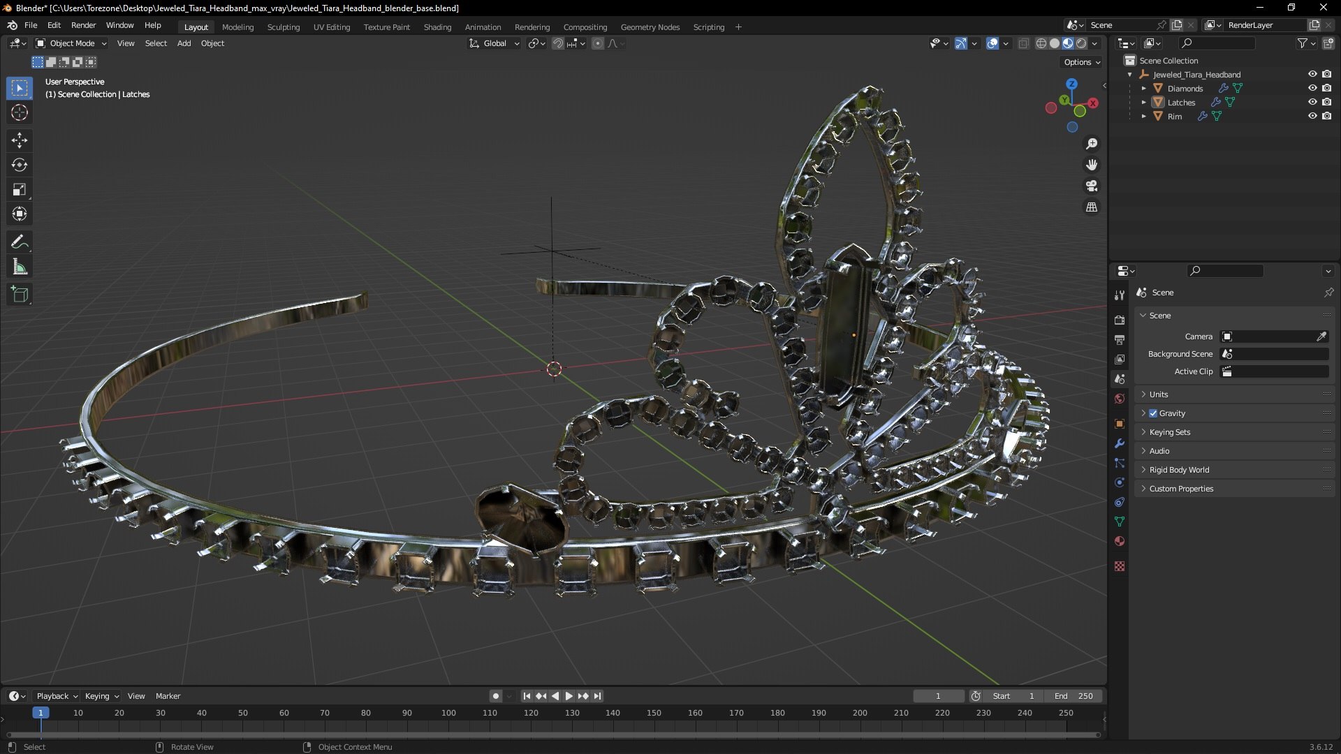 3D Model Jeweled Tiara Headband - TurboSquid 2284563