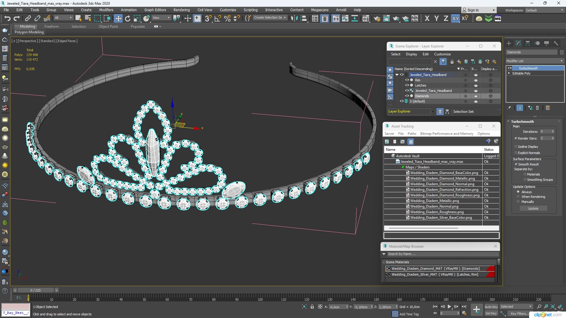 3D Model Jeweled Tiara Headband - TurboSquid 2284563