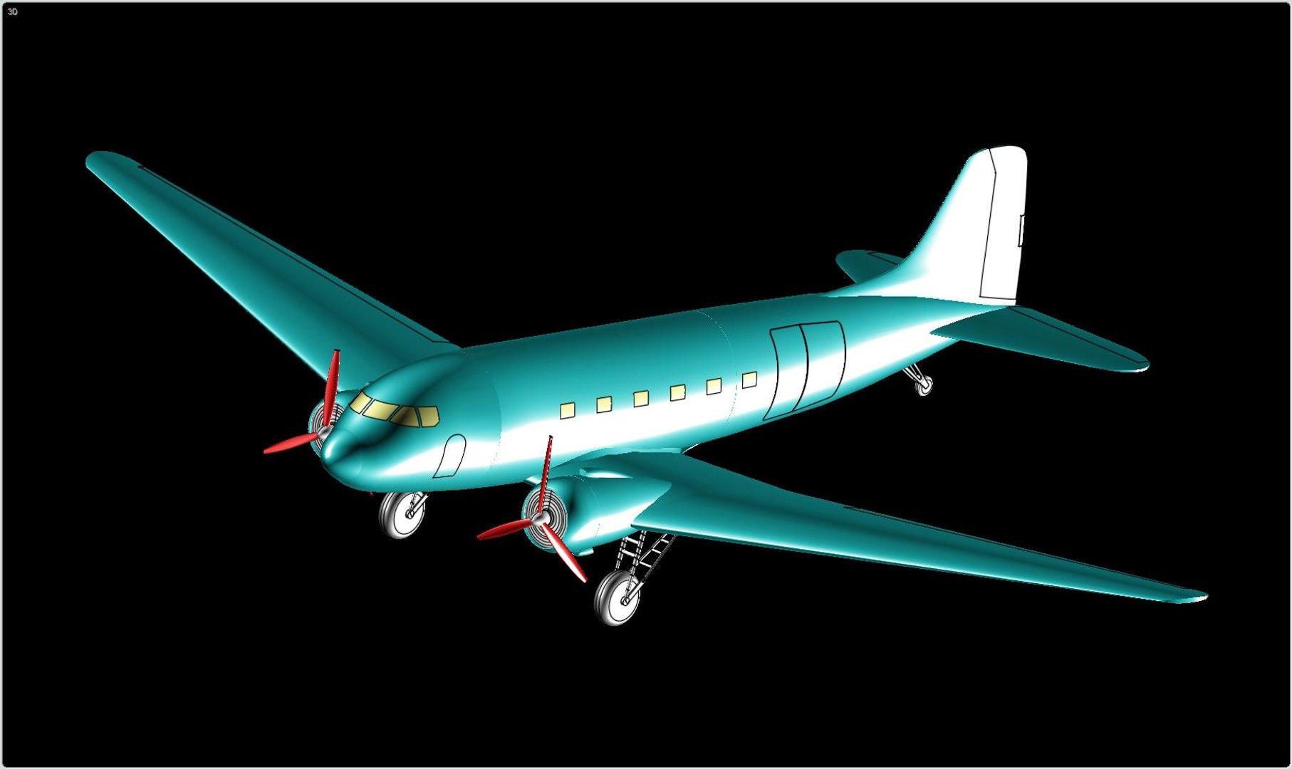 3d douglas c-47 transport aircraft