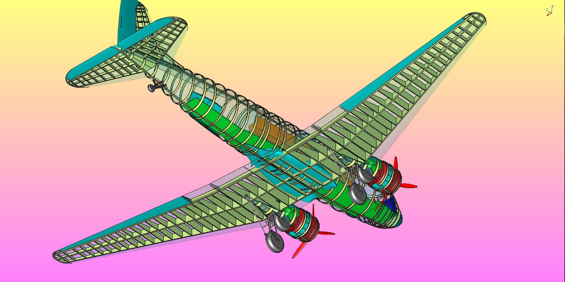 3d douglas c-47 transport aircraft
