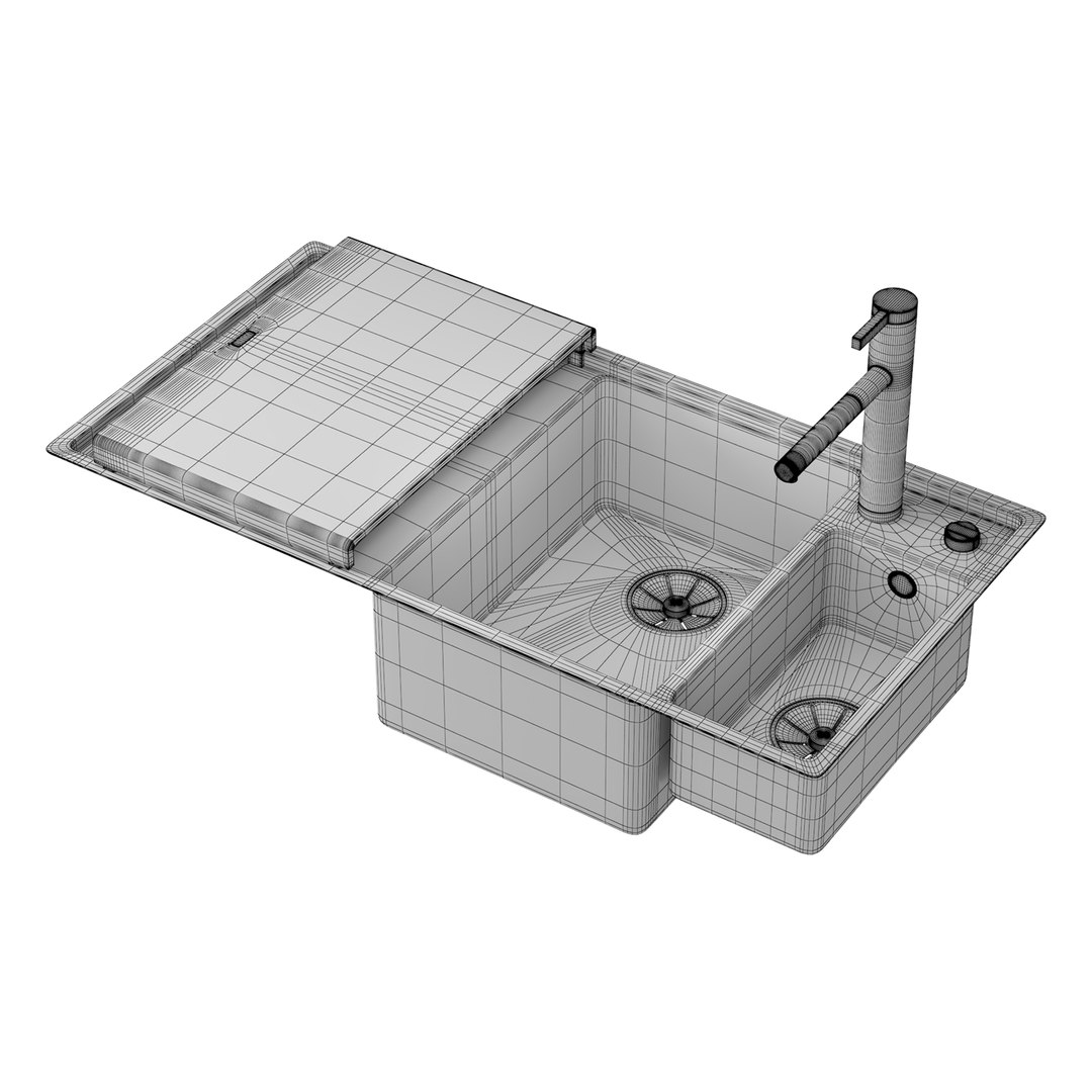 Sink Blanco AXIA III 6 S And Mixer Blanco LINEE-S1 3D Model ...