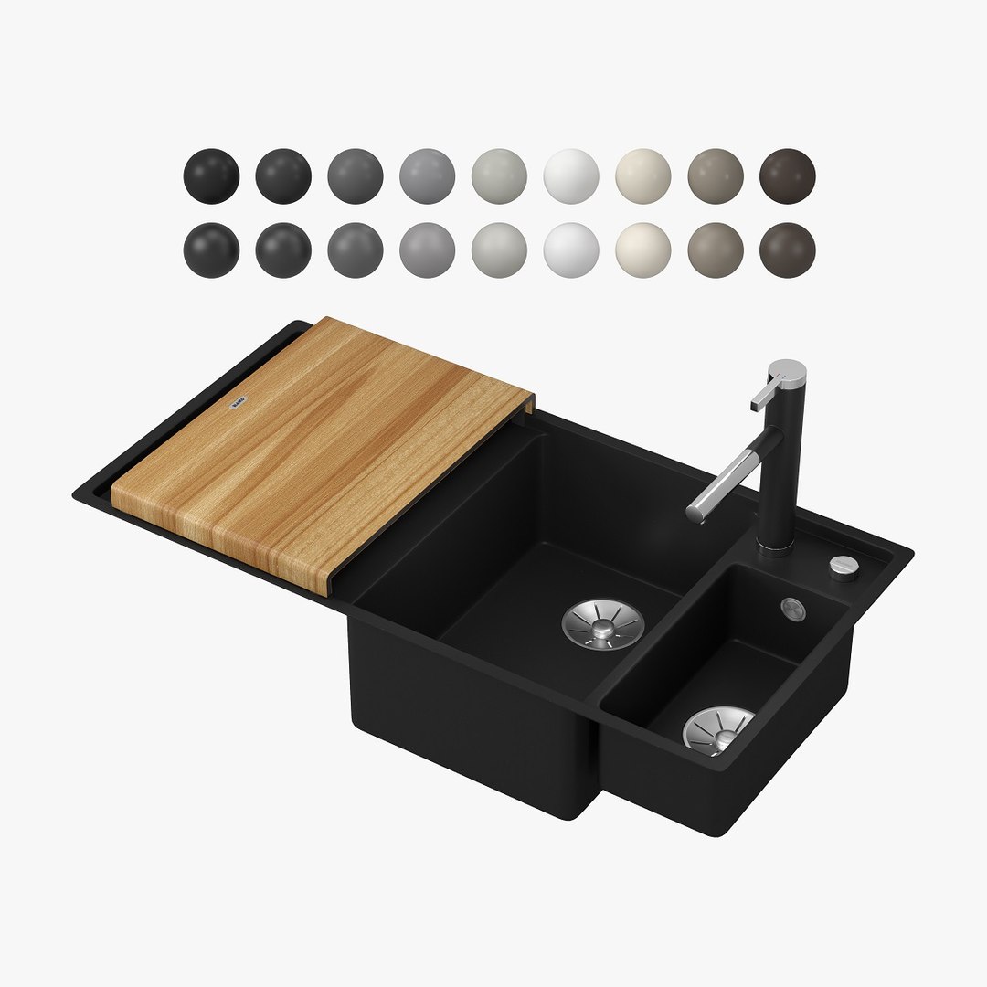 Sink Blanco AXIA III 6 S And Mixer Blanco LINEE-S1 3D Model ...