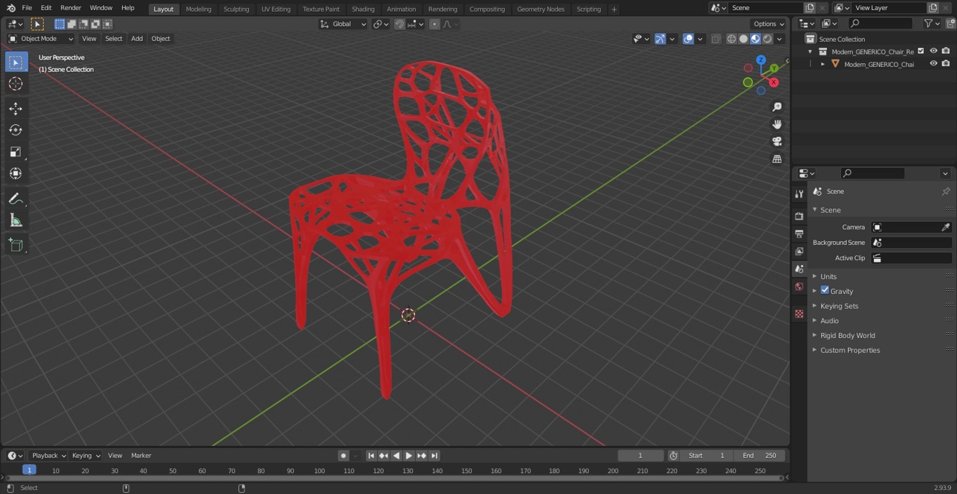 3D Model Modern GENERICO Chair Red - TurboSquid 1919674