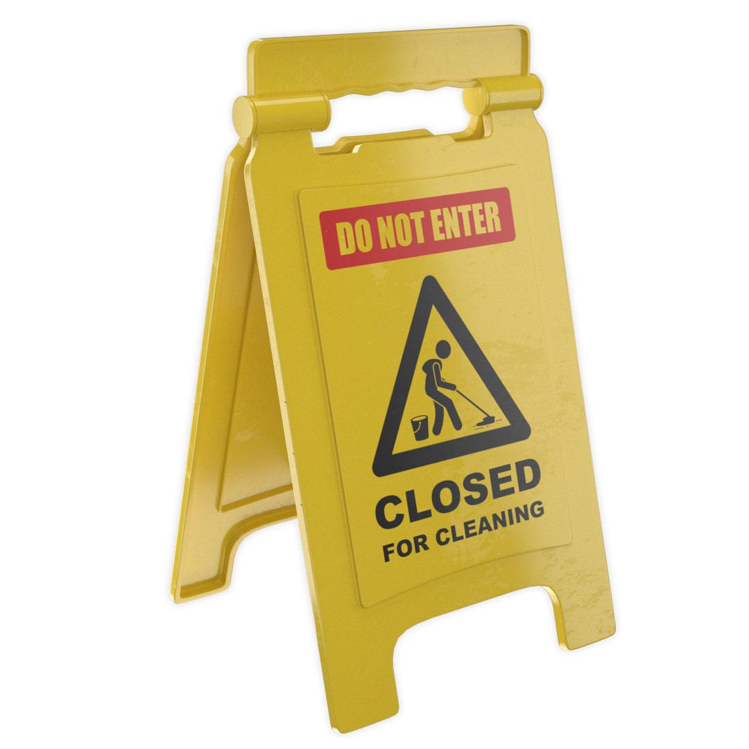 Closed For Cleaning Sign 3D Model - TurboSquid 2491316