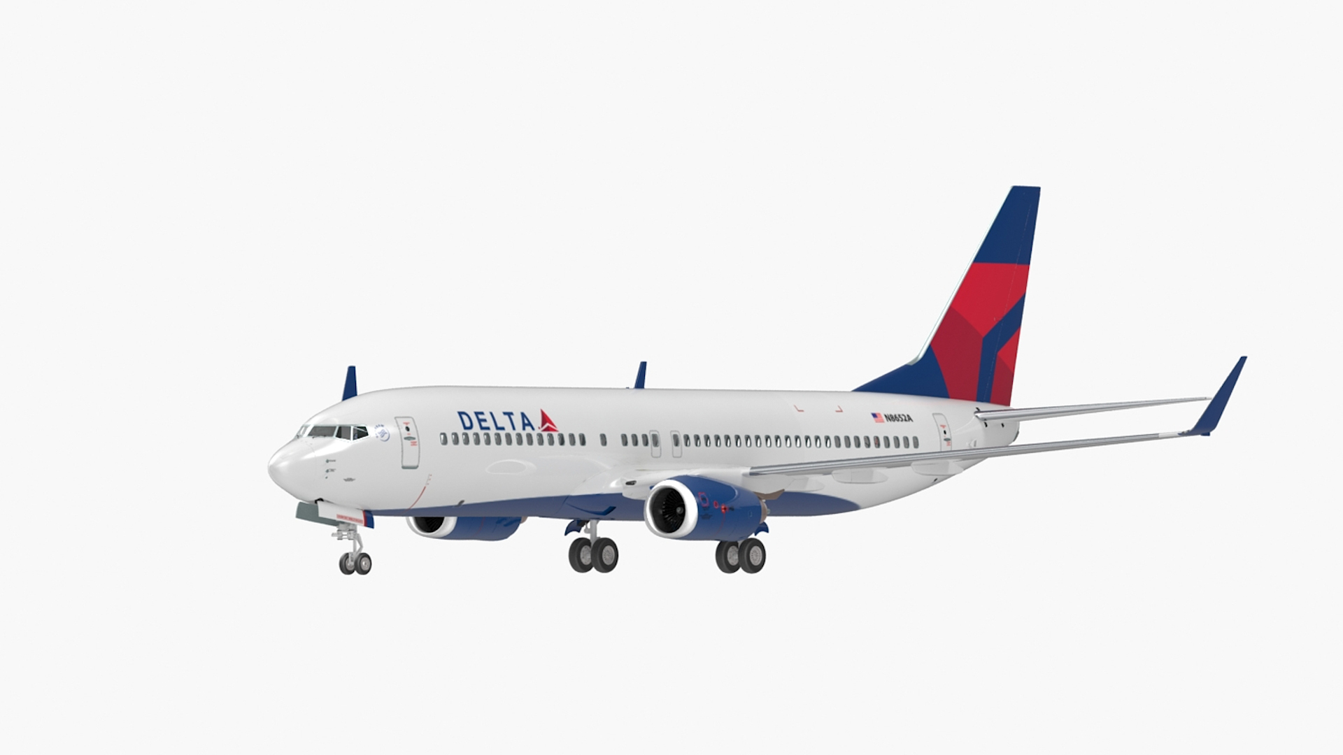 Delta Commercial Plane Ascending From Runway Animated Rigged 3D Model ...