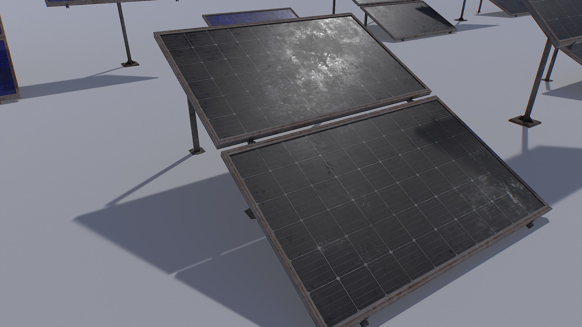 Old And Rusty Solar Panel Pack 3D - TurboSquid 2328300