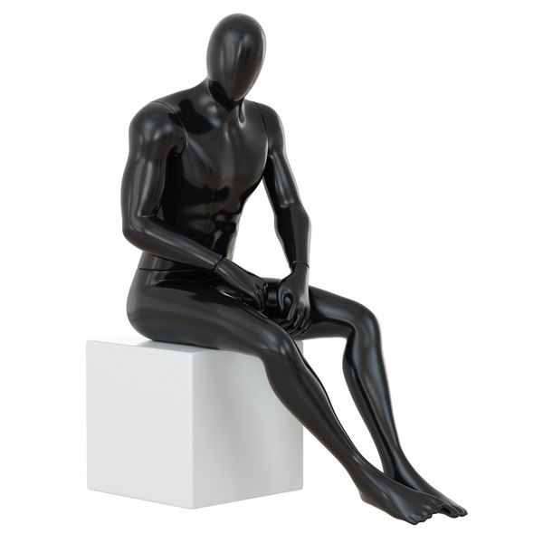 modelo 3d Maniquí negro sentado en un taburete blanco 68 - TurboSquid ...